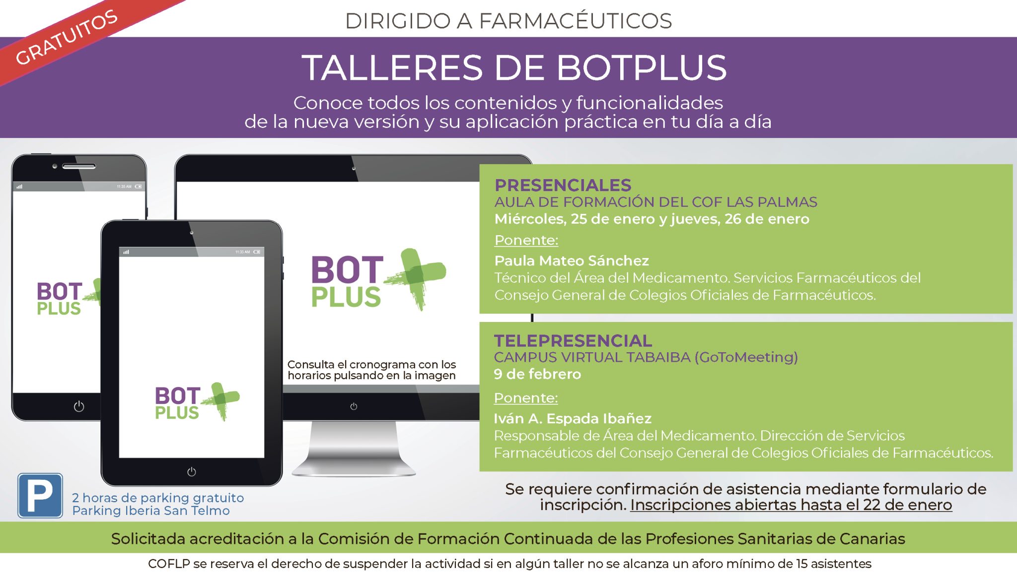Talleres BOTPLUS ENERO 2023 - COF Las Palmas